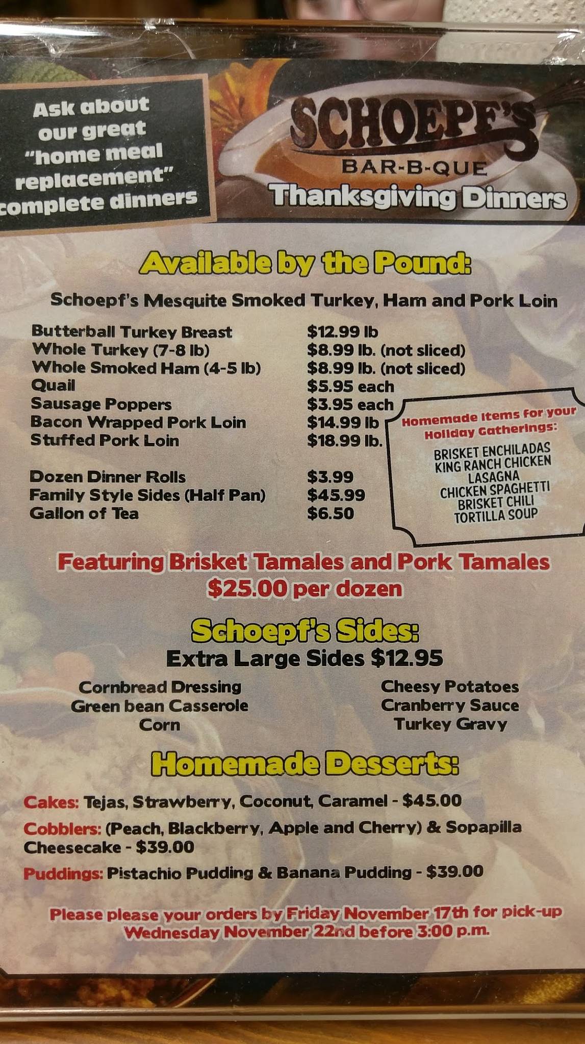 Menu at Schoepf's Bbq, Belton