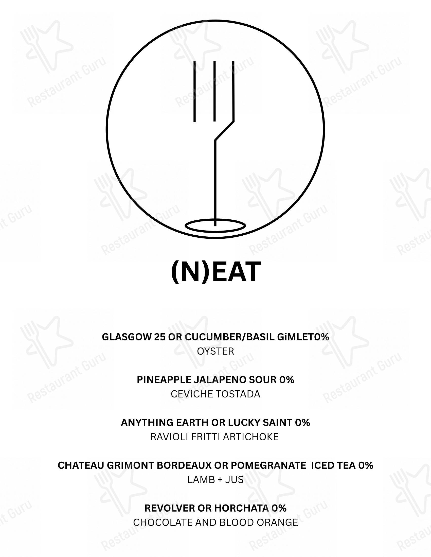 Menu at Scholars' restaurant, Glasgow