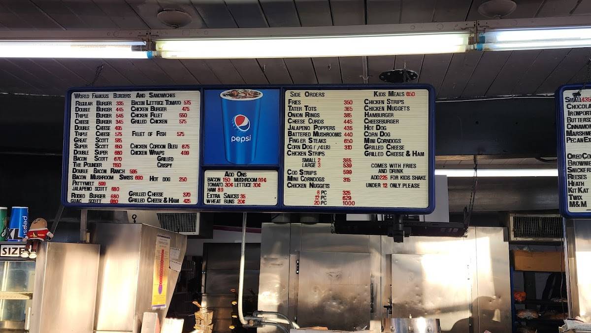 Menu at Scotty's Drive In restaurant, Idaho Falls
