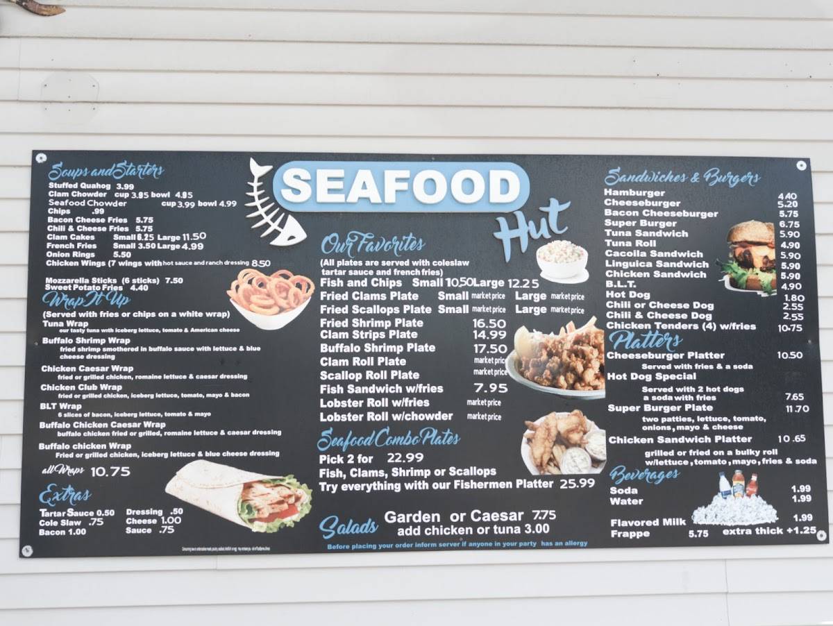 Menu at Seafood Hut restaurant, Acushnet, 2 S Main St