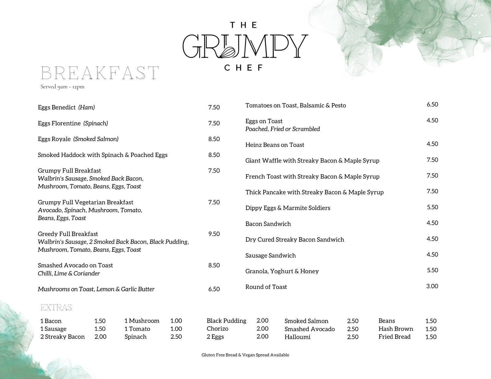 Menu at The Grumpy Chef restaurant, Seaford
