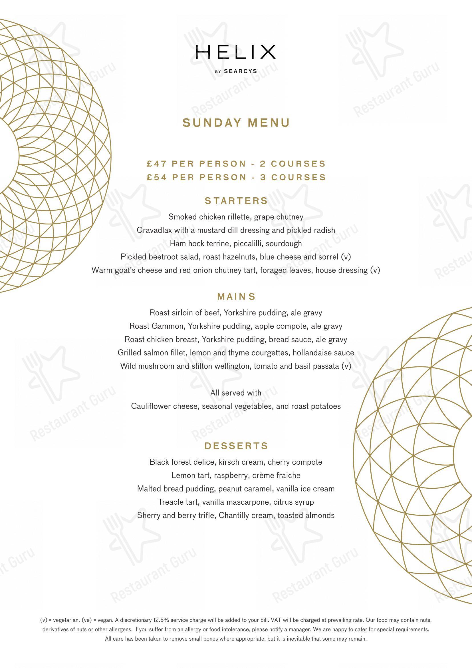 Menu at Searcys at The Gherkin pub & bar, London
