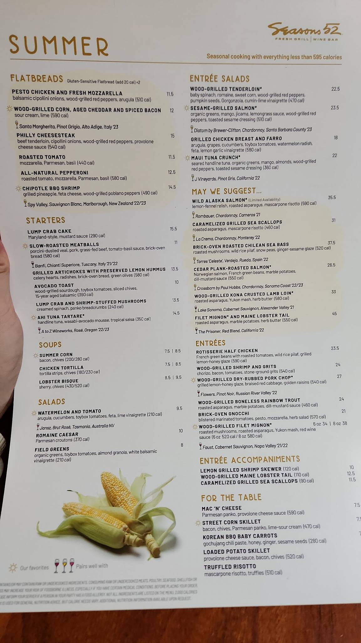 Menu at Seasons 52 pub & bar, Orlando, W Sand Lake Rd