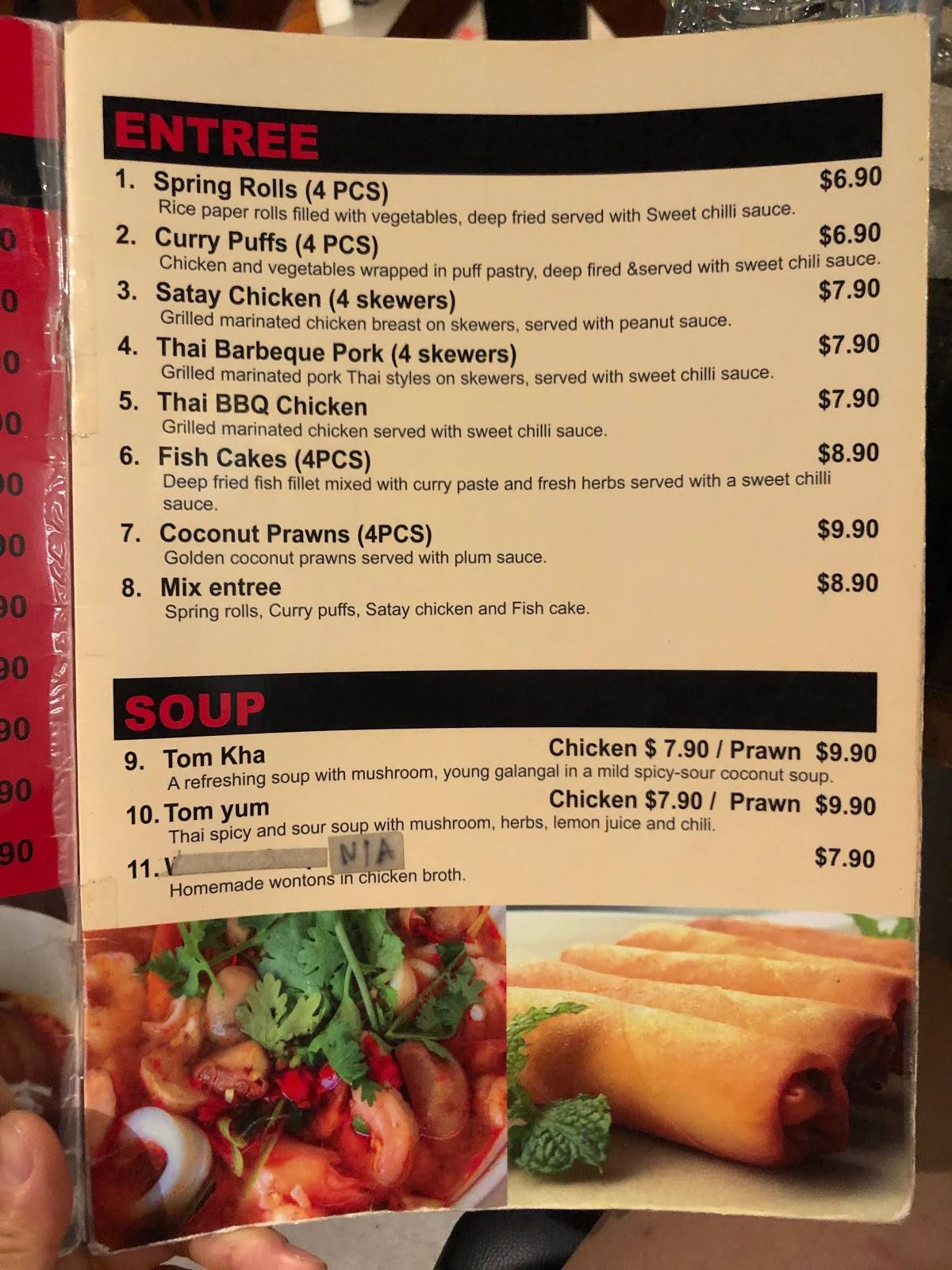 Menu at Secret Recipe Thai Restaurant, Mareeba