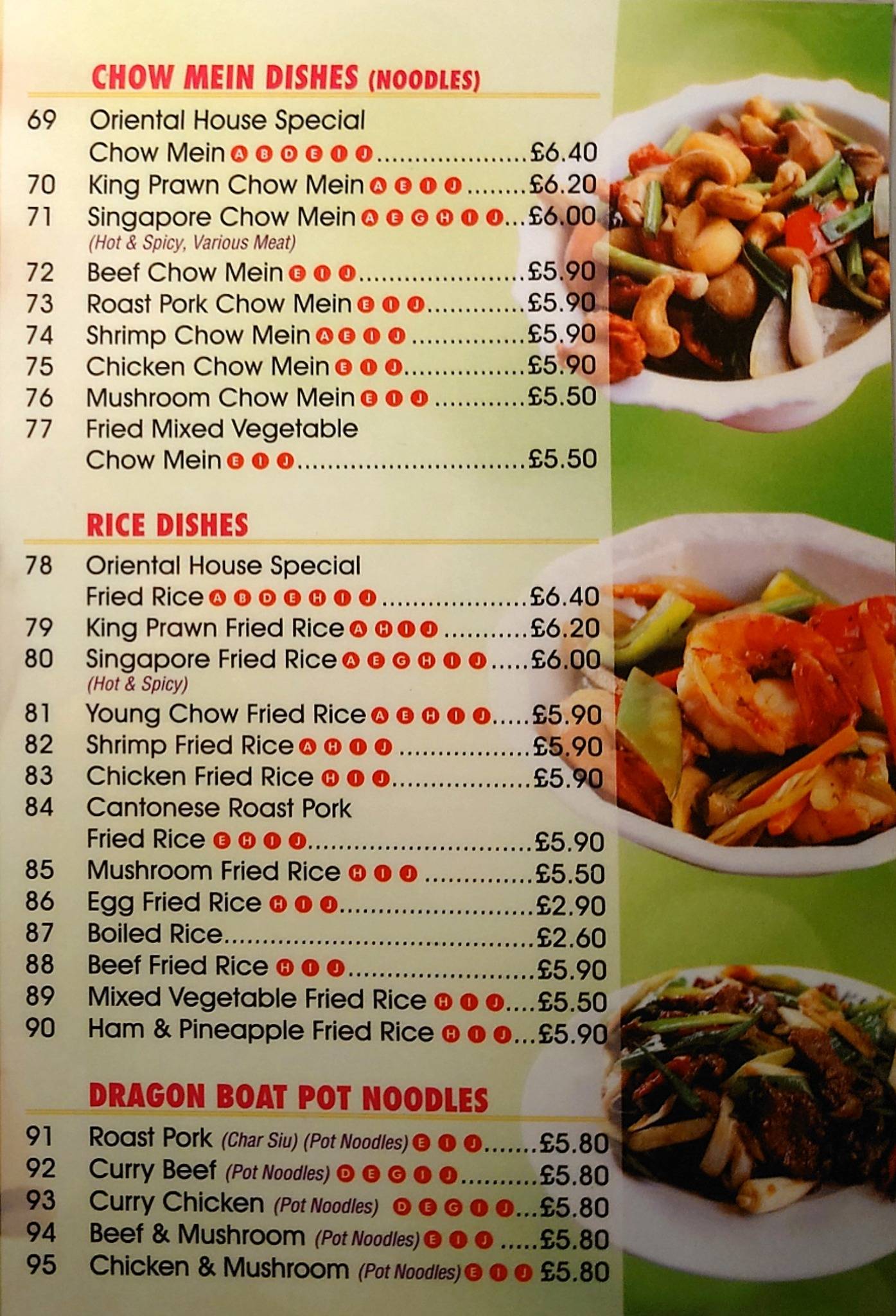Menu at DRAGON BOAT, Oswestry