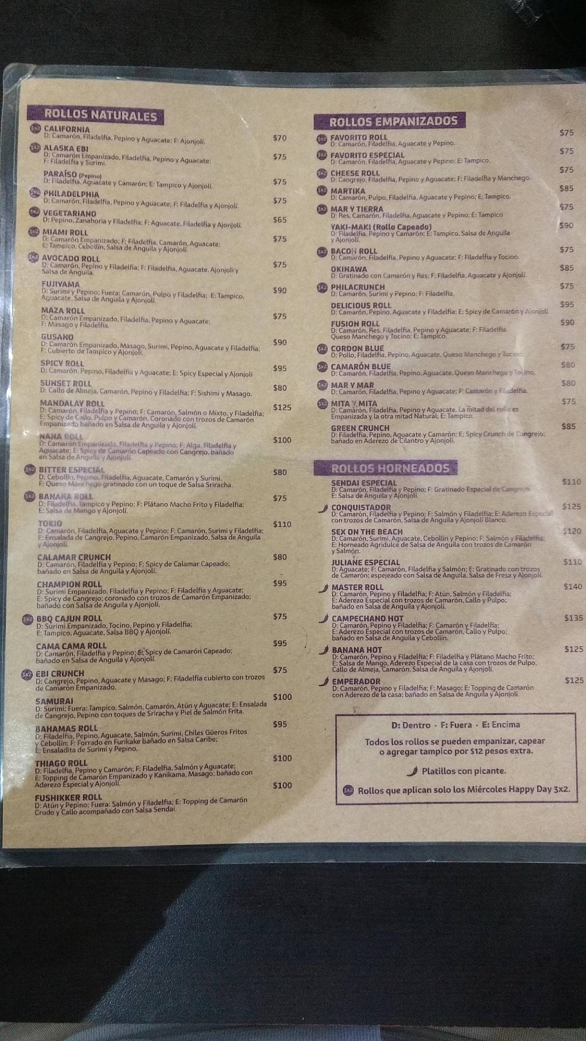 Carta del restaurante Sendai Sushi - Bicentenario, Mazatlán, Av ...