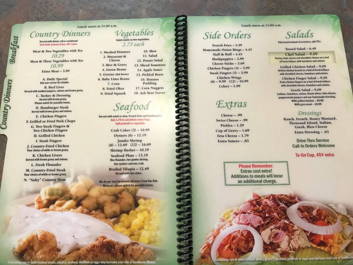 Menu at Seneca Family Restaurant, Seneca, 515 By Pass 123