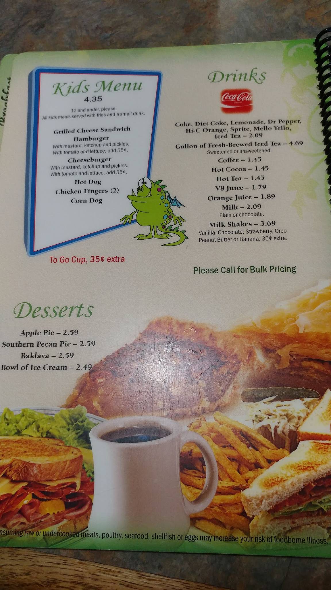 Menu at Seneca Family Restaurant, Seneca, 515 By Pass 123