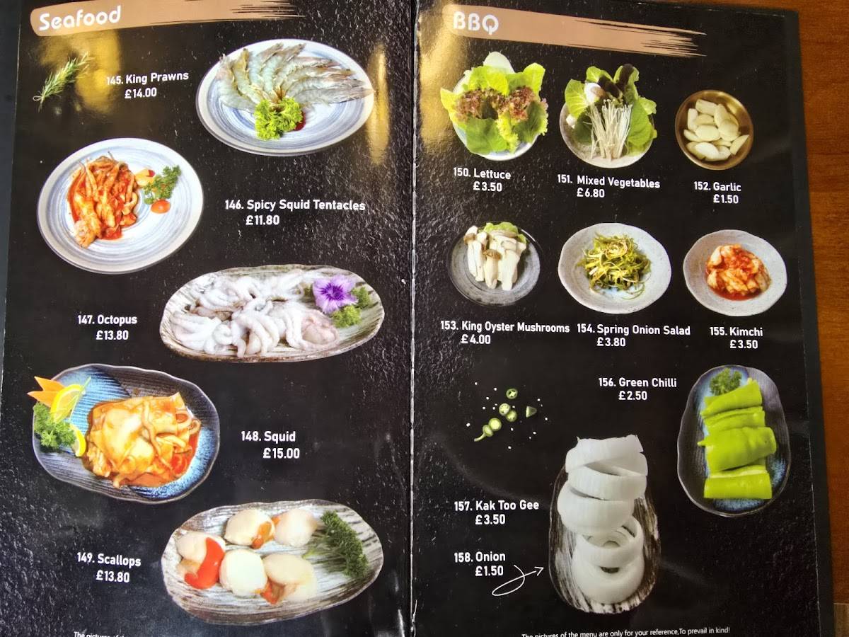 Menu at Seoul story Korean restaurant, Bath