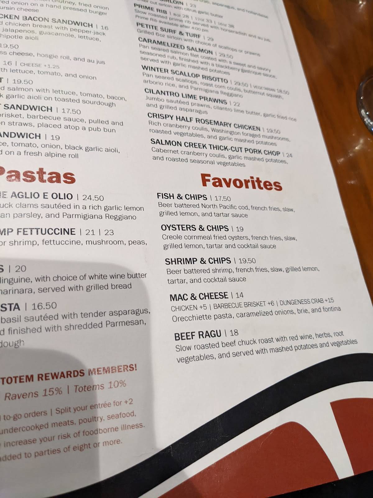 Menu at The House of Seven Brothers restaurant, Sequim