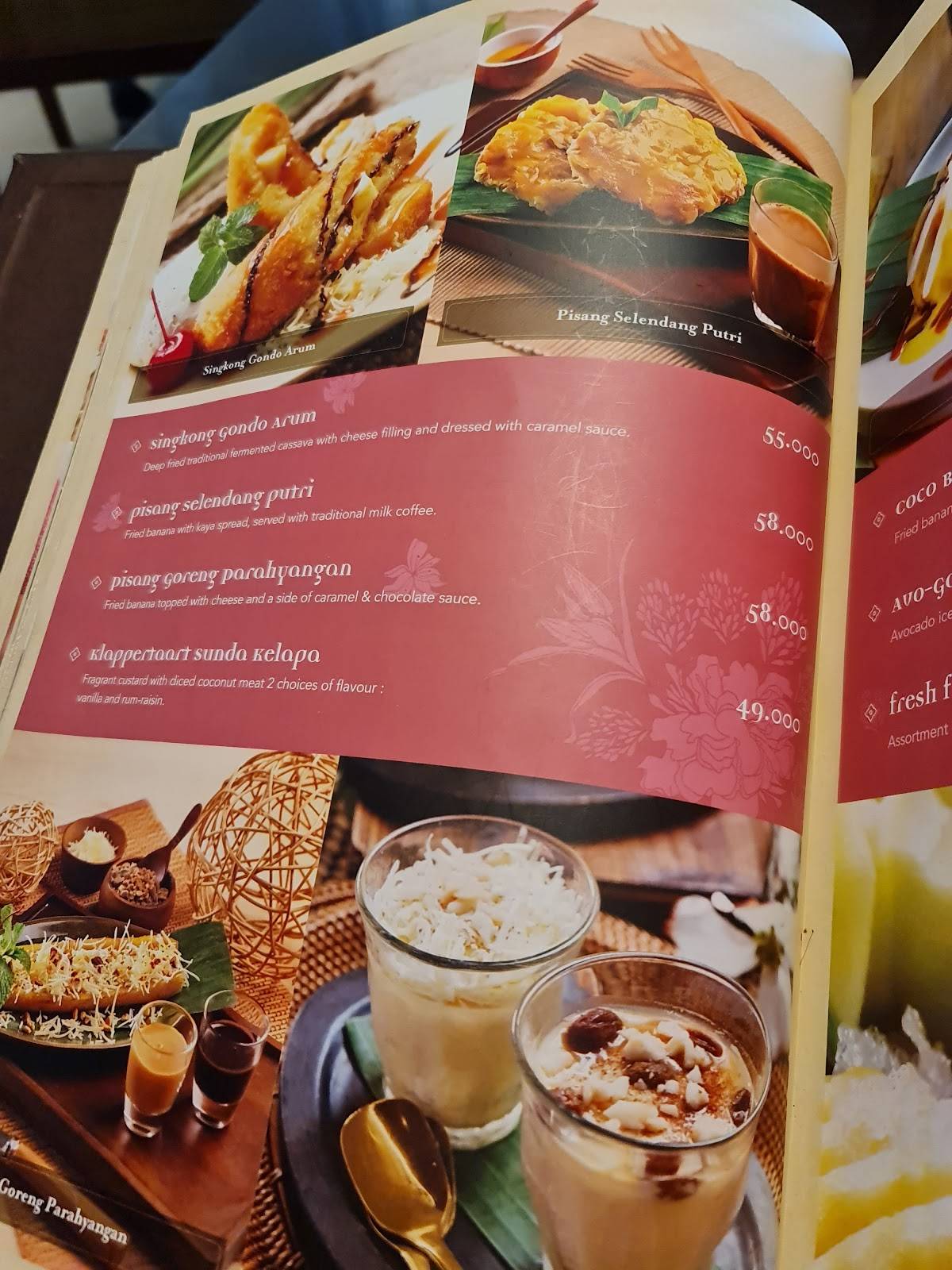 Menu at Seribu Rasa Gunawarman restaurant, South Jakarta, Jl. Gunawarman 2