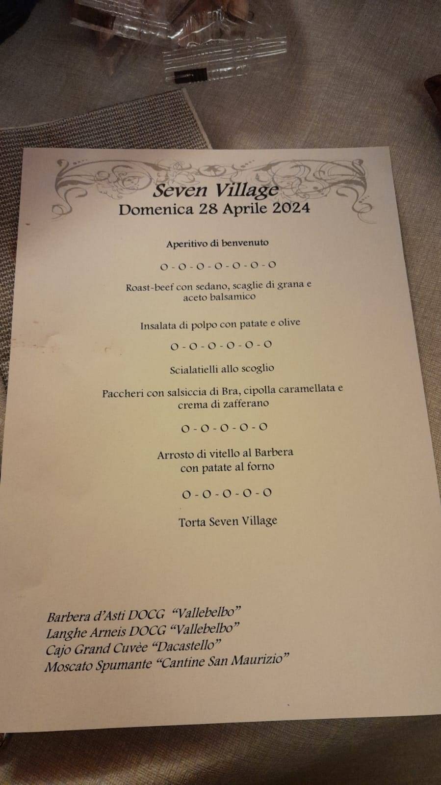 Menu da Seven Village - Seven Beach ristorante, Settimo Torinese