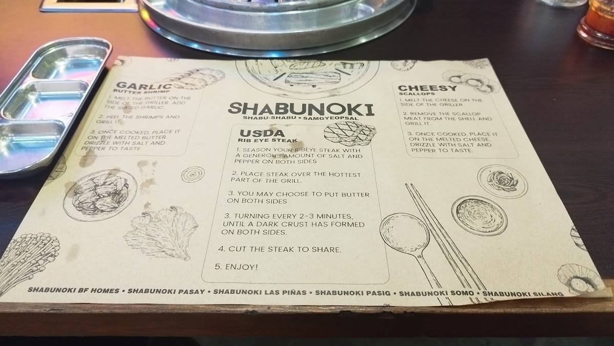 Menu at Shabunoki Pasig restaurant, Pasig