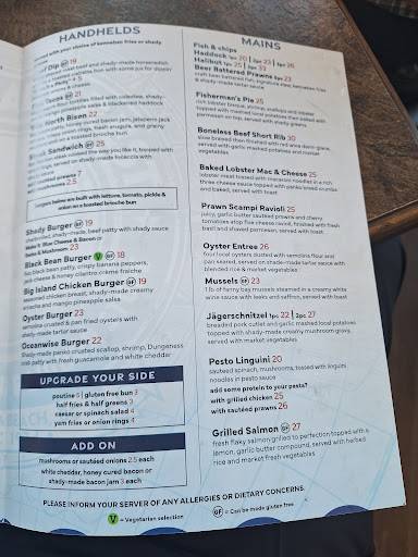 Menu at Shady Rest Restaurant & Pub, Qualicum Beach