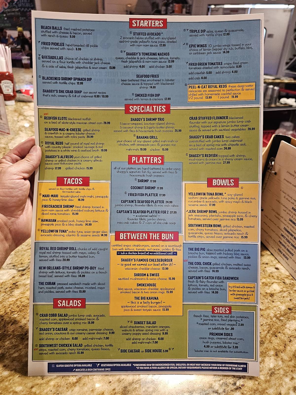 Menu at Shaggy's Gulfport Beach pub & bar, Gulfport