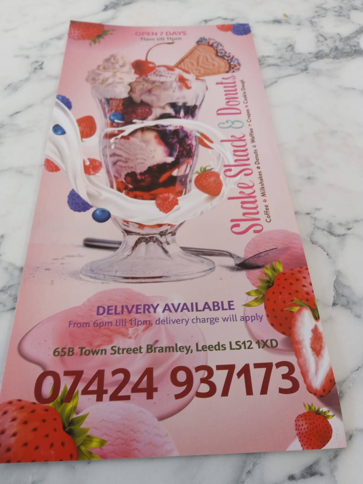 Carta del postres Shake shack and donuts, Leeds