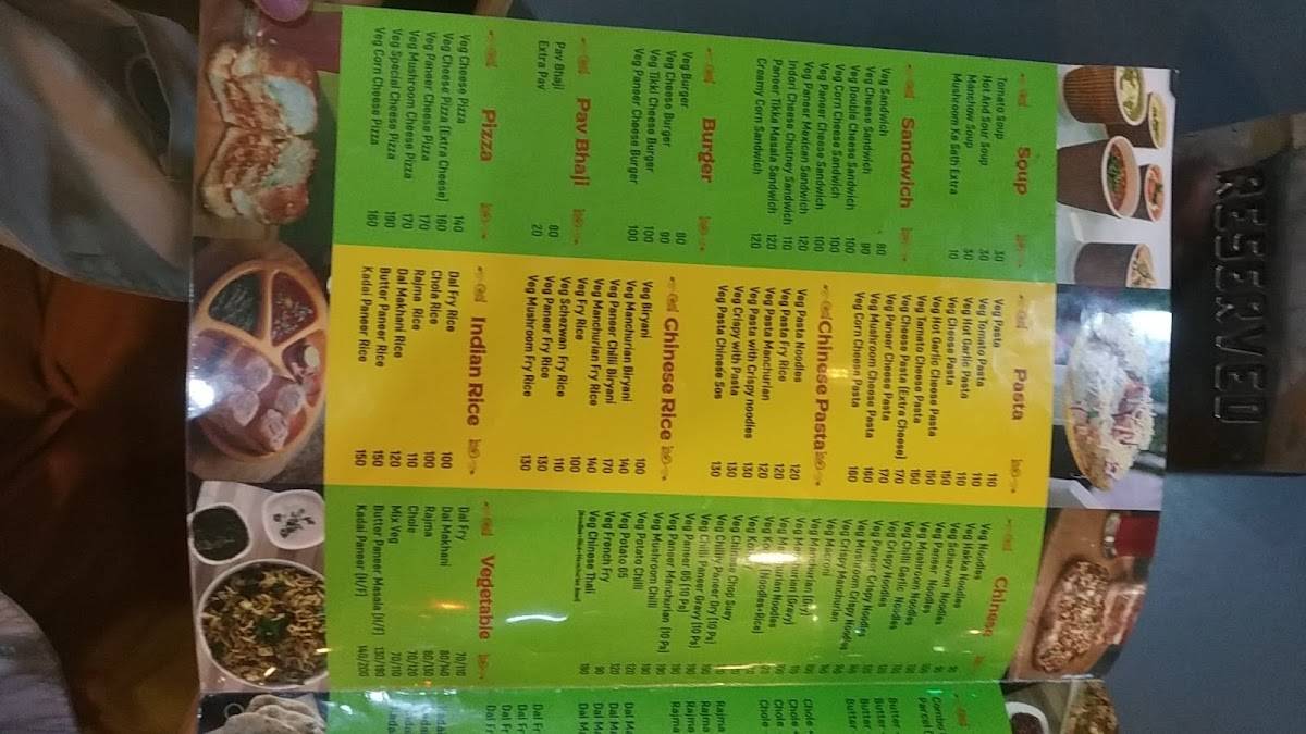 Menu at Sharma & Vishnu, Bhopal