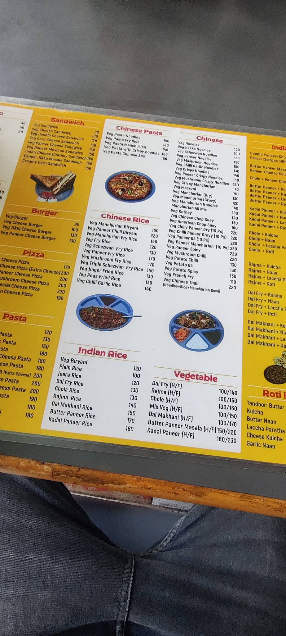 Menu at Sharma & Vishnu, Bhopal