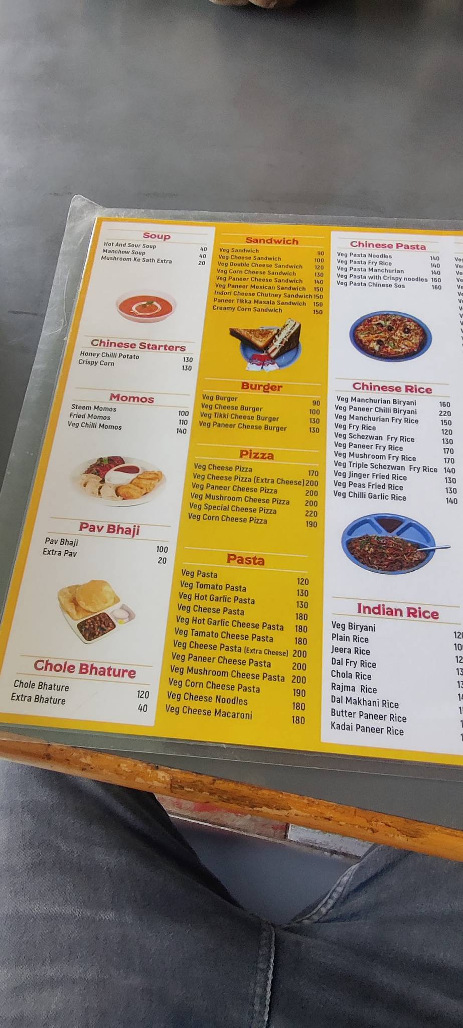 Menu at Sharma & Vishnu, Bhopal