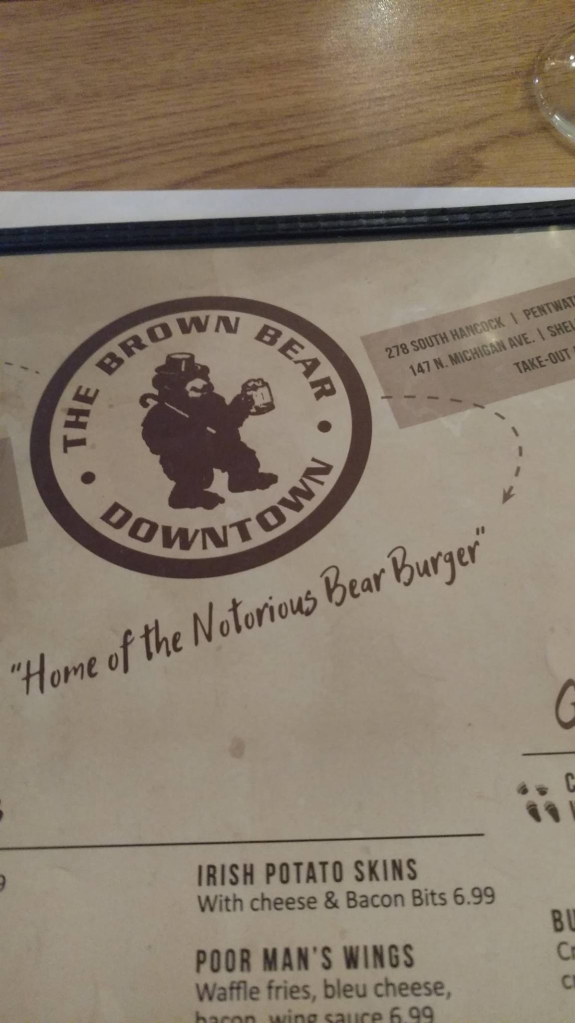 Menu at Brown Bear pub & bar, Shelby