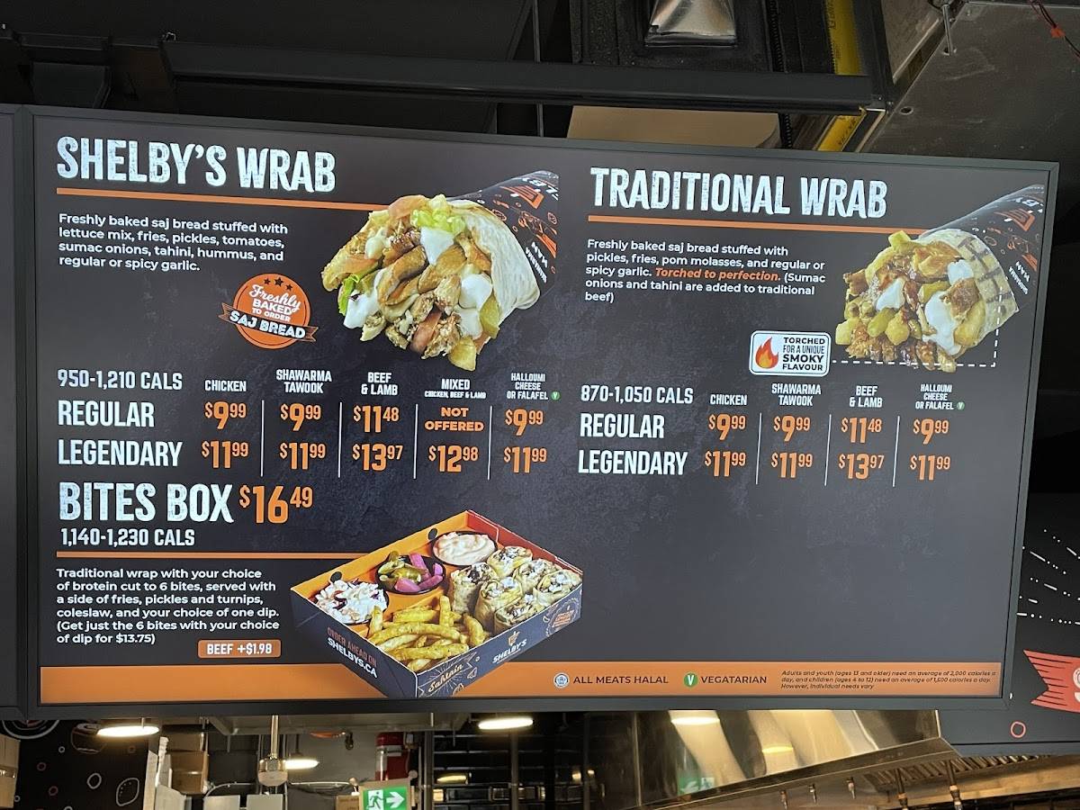 Menu at Shelby's Legendary Shawarma - Waterloo restaurant, Waterloo