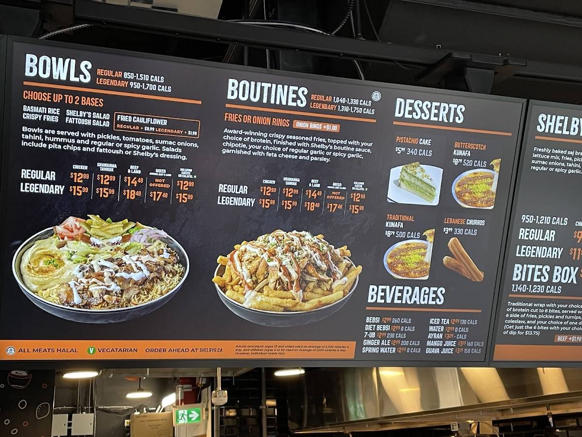 Menu at Shelby's Legendary Shawarma - Waterloo restaurant, Waterloo