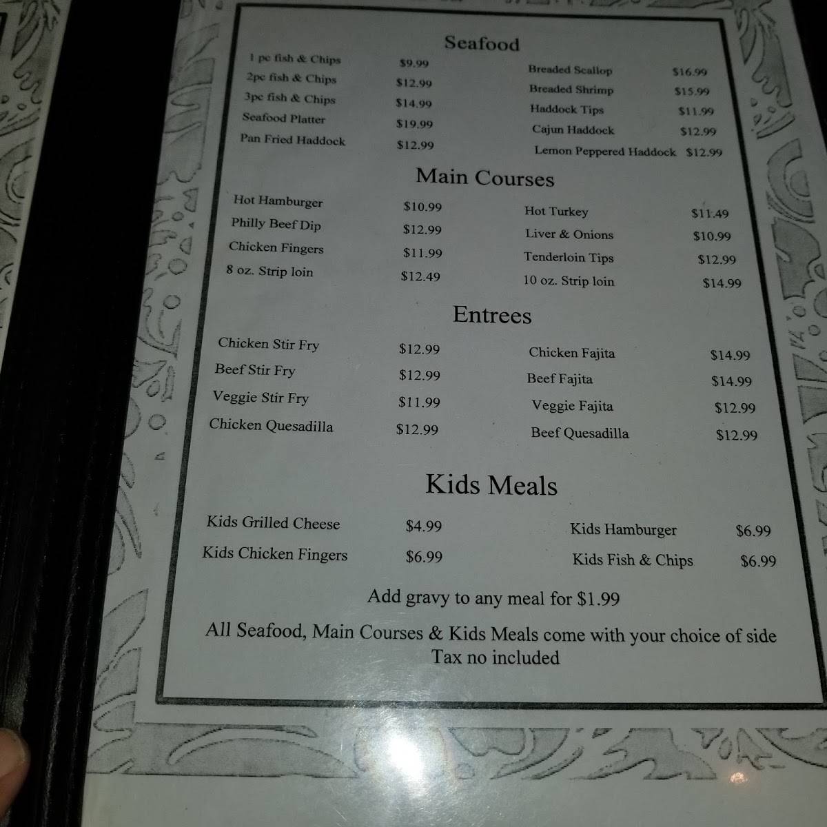Menu at Ship Victory Restaurant & Lounge, Dartmouth