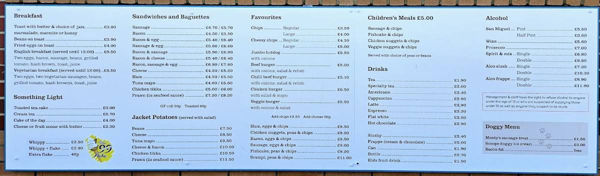 Menu at Shoreside Cafe, East Cowes