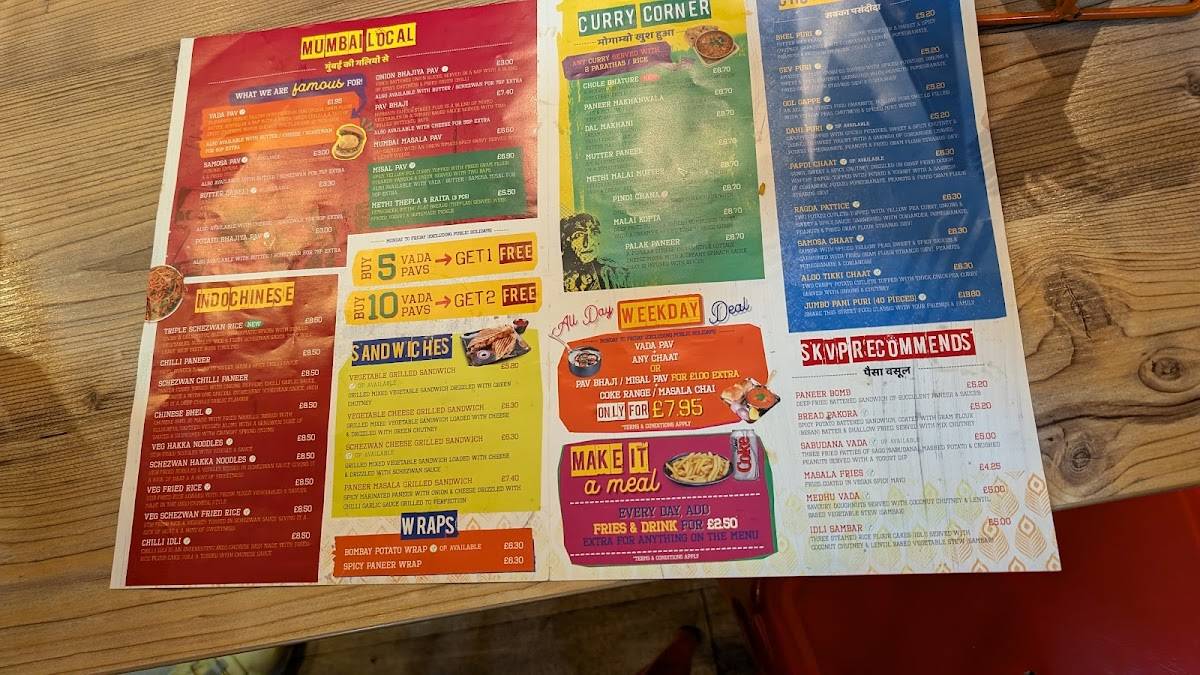 Menu at Shree Krishna Vada Pav (SKVP) restaurant, Harrow, 57 Station Rd