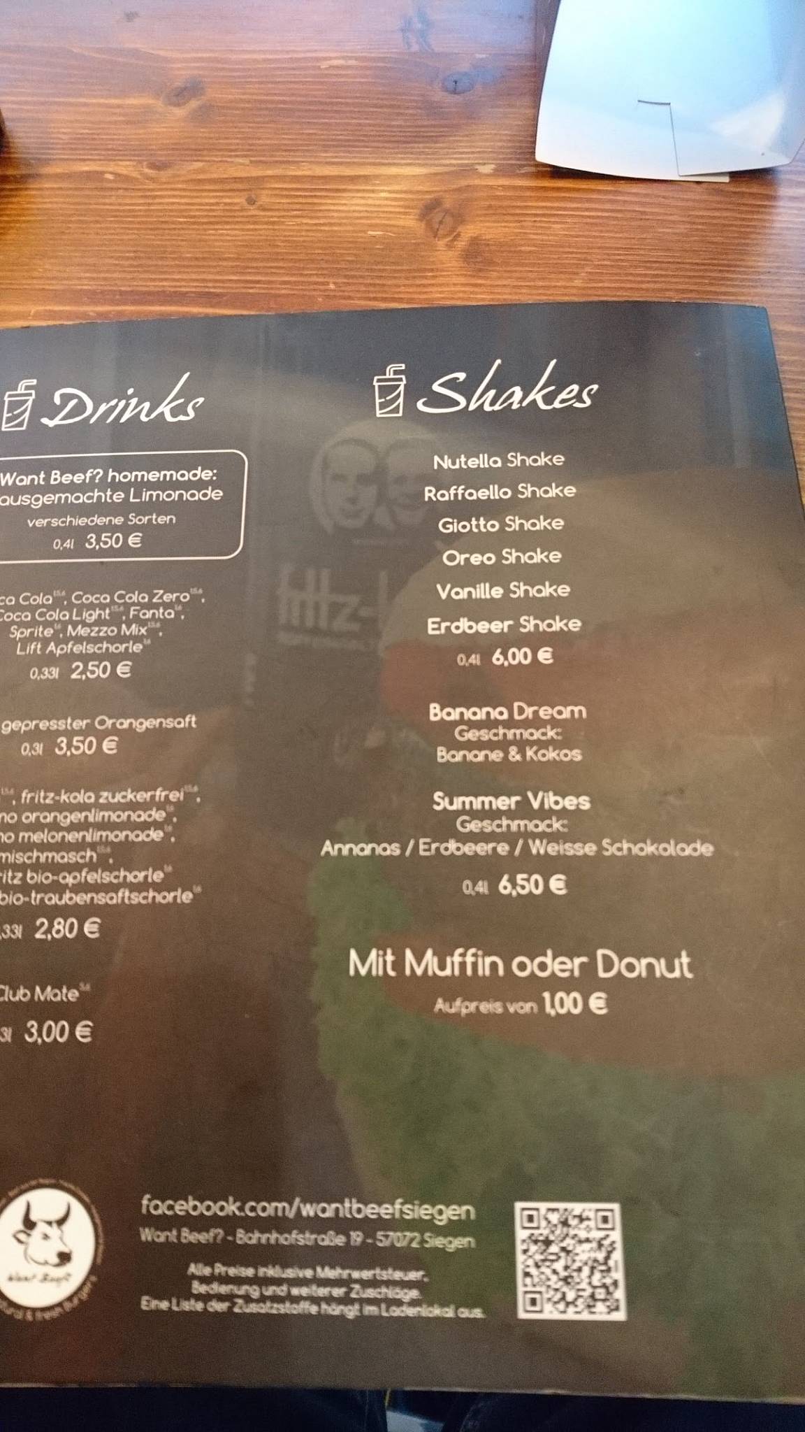 Speisekarte von Want Beef restaurant, Siegen