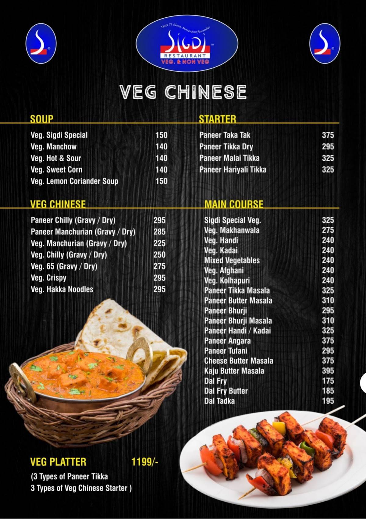 Menu at Sigdi Restaurant, Panchgani