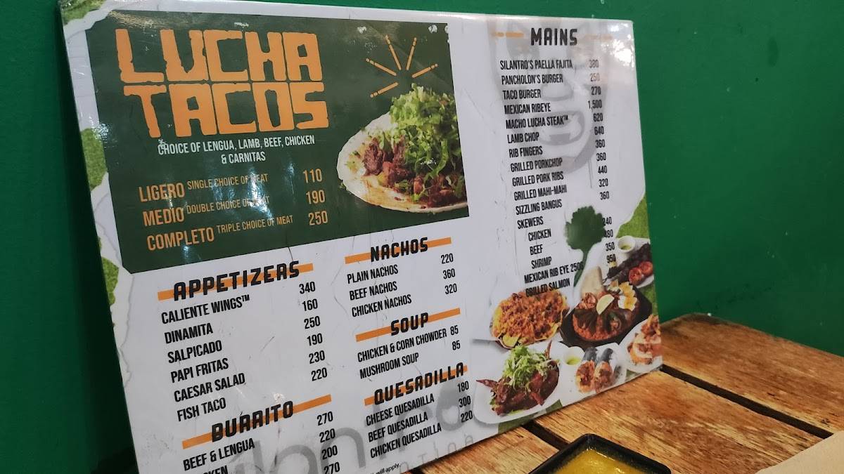 Menu at Silantro Fil-Mex Cantina restaurant, Pasig