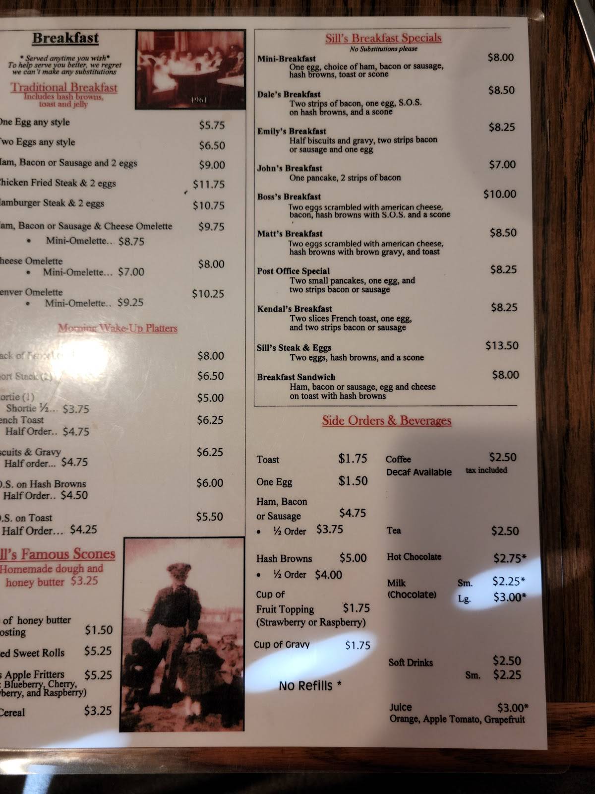 Menu at Sill's Cafe, Layton, 335 E Gentile St