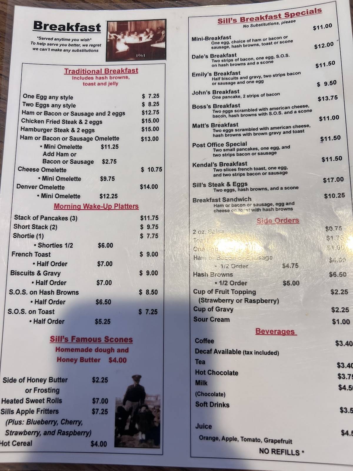 Menu at Sill's Cafe, Layton, 335 E Gentile St