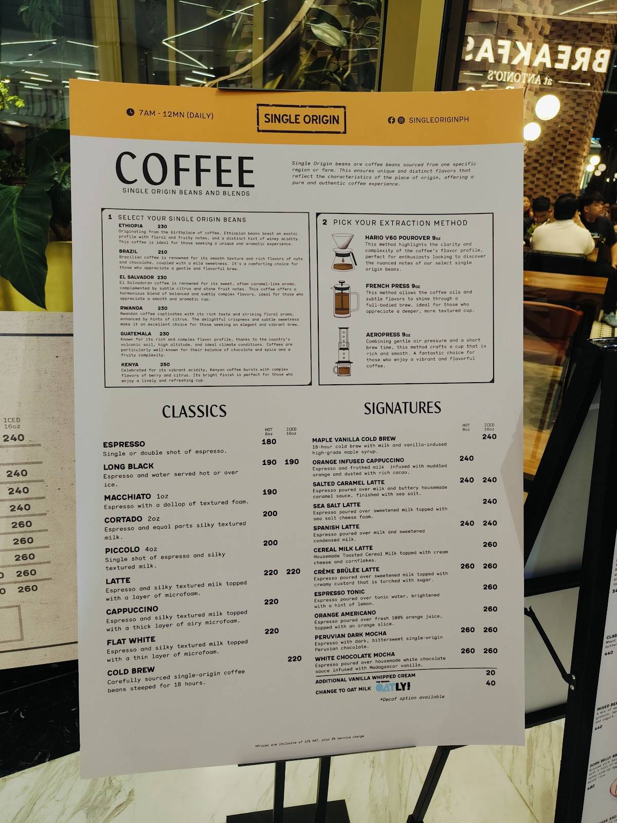 Menu at Single Origin - Opus Mall restaurant, Quezon City