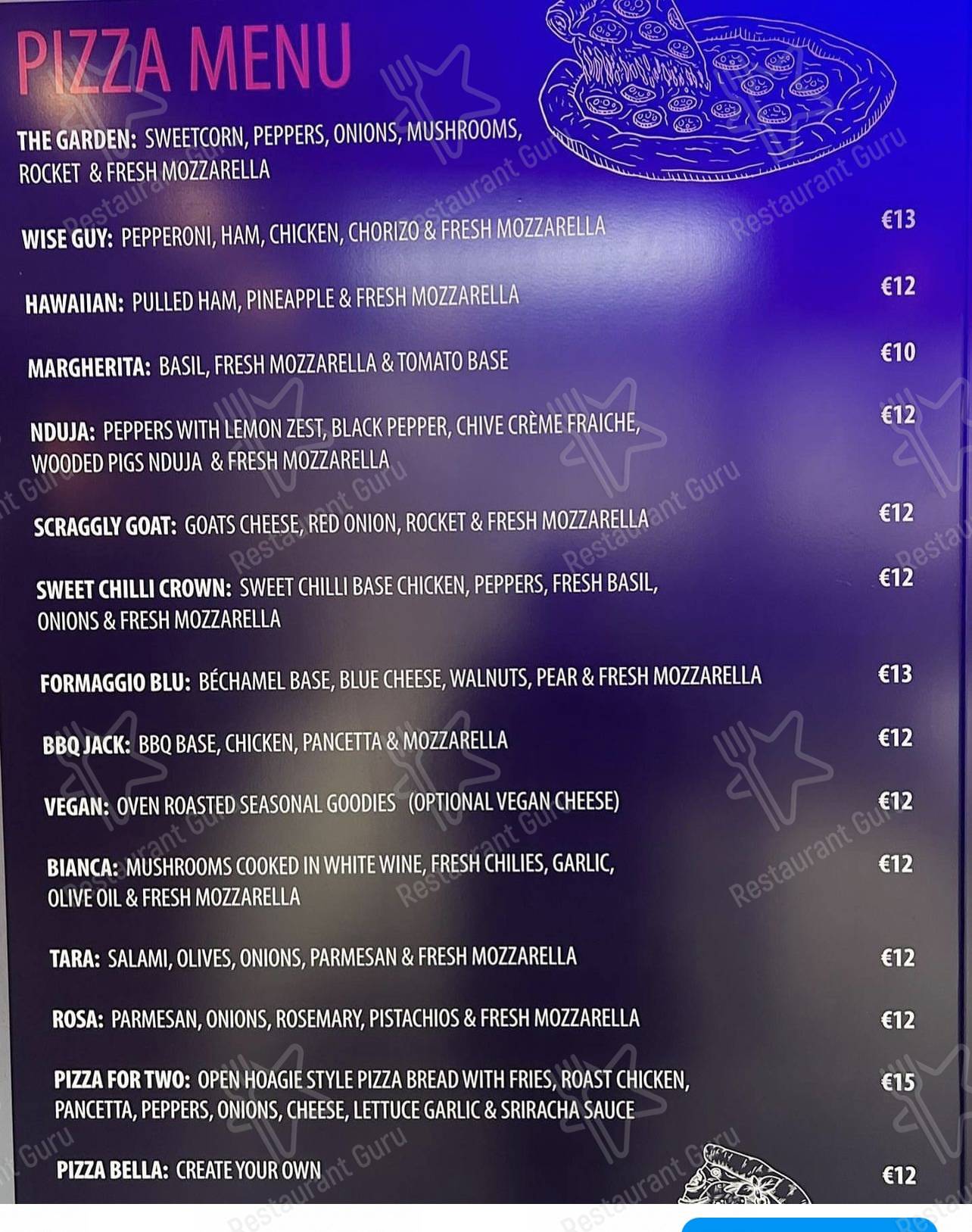 Menu at Sip and Slice pizzeria, Ramelton