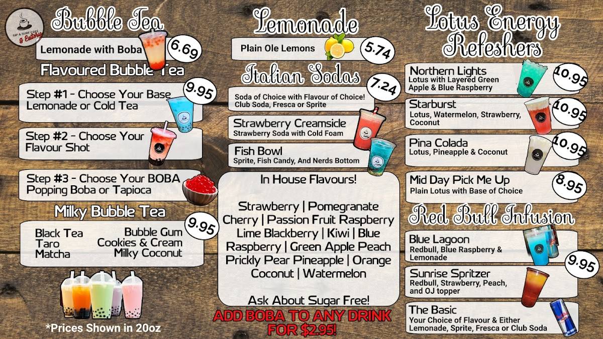 Menu au Sip n Surf Café & Eatery, Kapuskasing