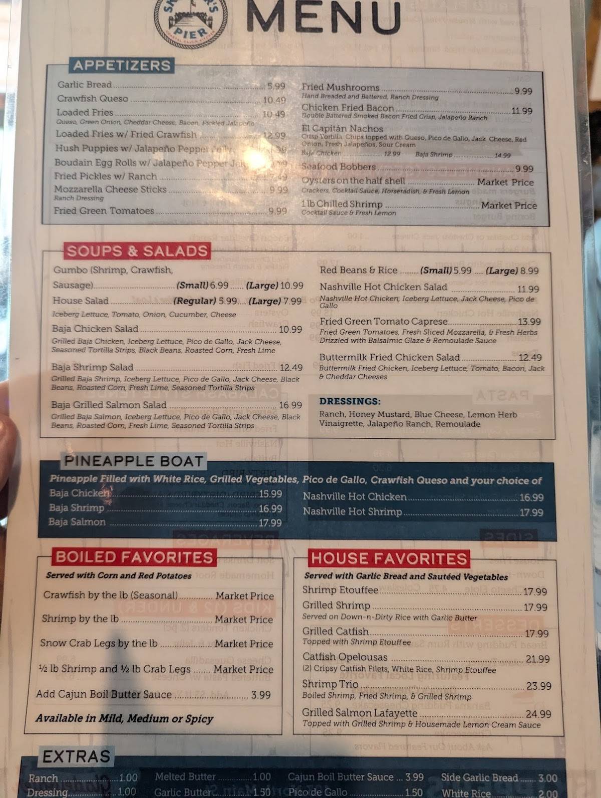 Menu at Skipper's Pier: Coastal Cajun Kitchen restaurant, Gladewater