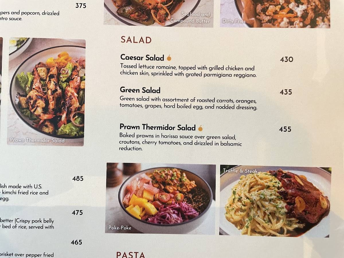 Menu at Sóbra Café restaurant, Muntinlupa