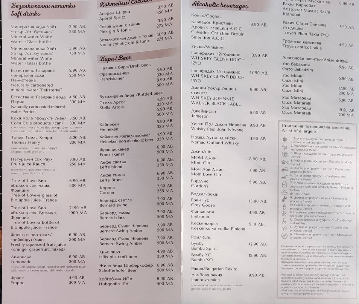 Menu at Sous Vide Resto Shop restaurant, Sofia