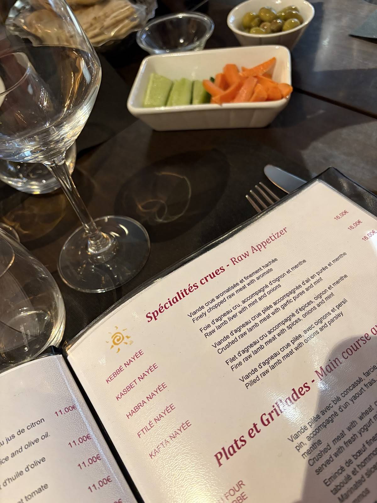 Menu au Solemar restaurant, Paris