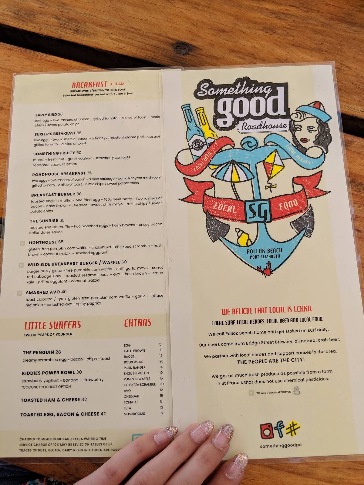 Menu at Something Good Roadhouse restaurant, Port Elizabeth