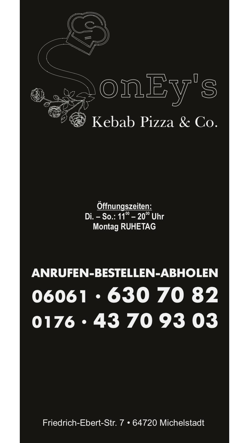 Speisekarte von Soney´s - Kebab, Pizza & Co., Michelstadt