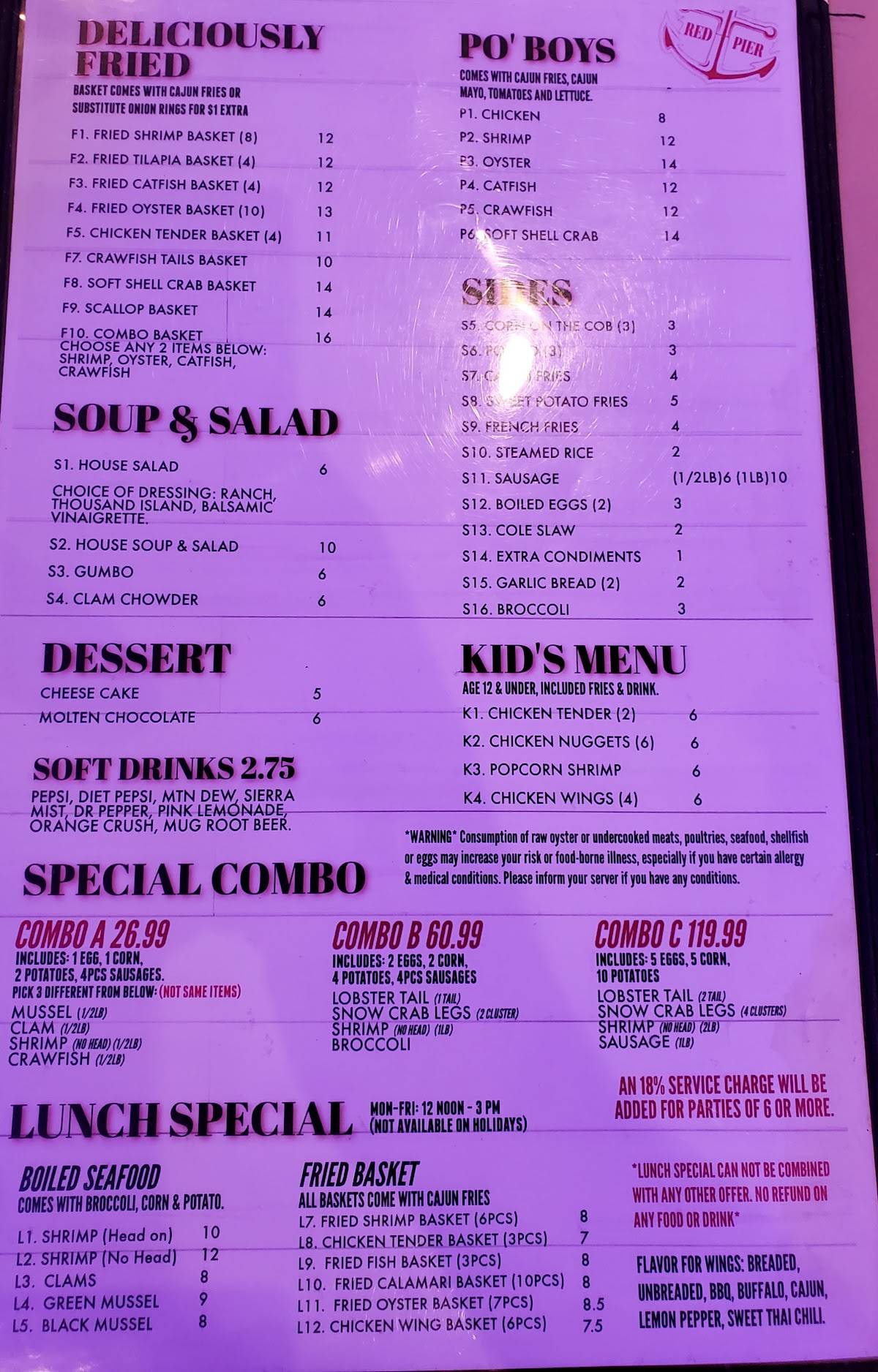 Menu at Red Pier Cajun Seafood & Bar - Church Rd / Pepper Chase, Southaven