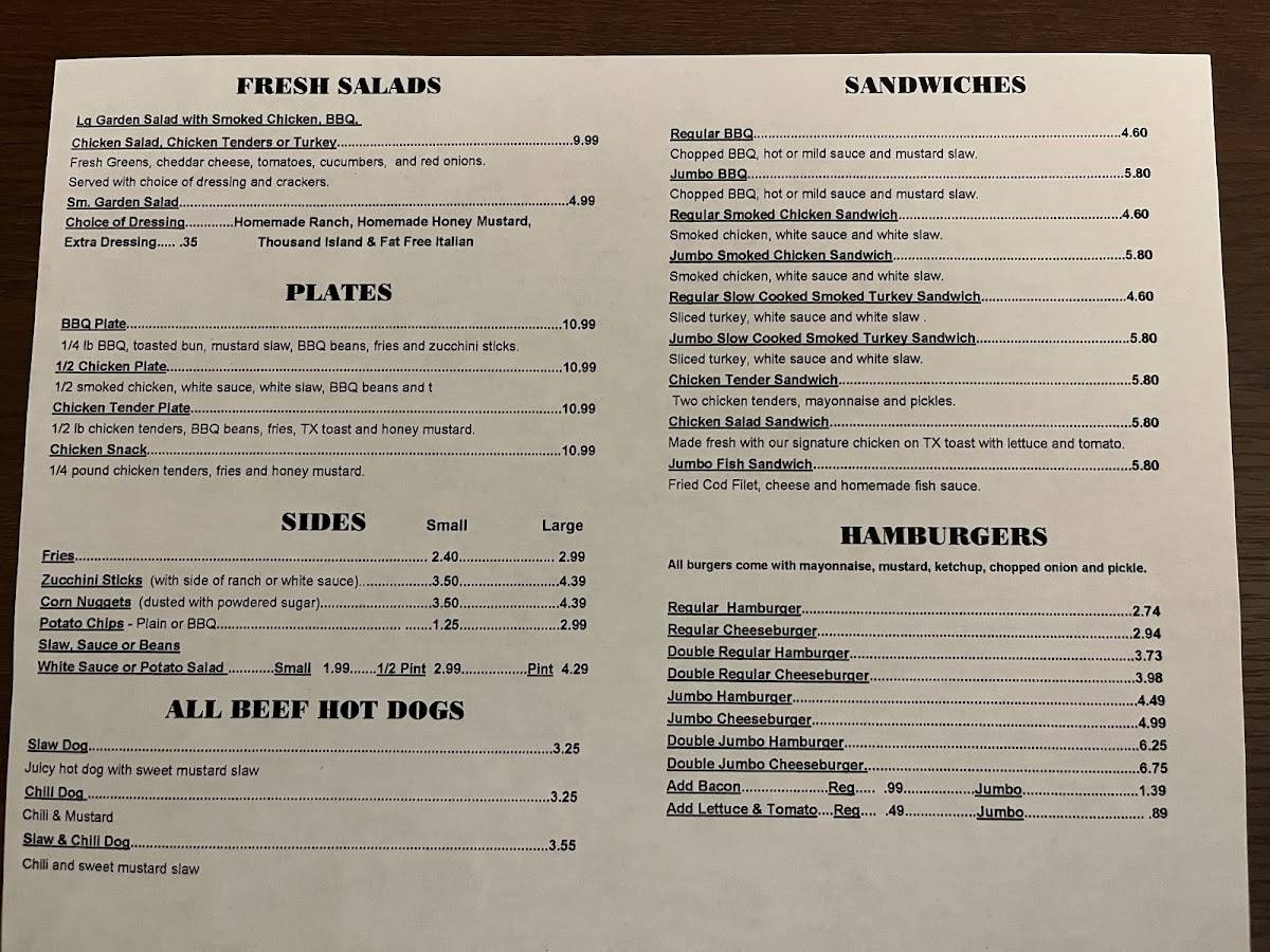 Menu at South’s Best BBQ/Southern BBQ, Muscle Shoals, S Wilson Dam Rd