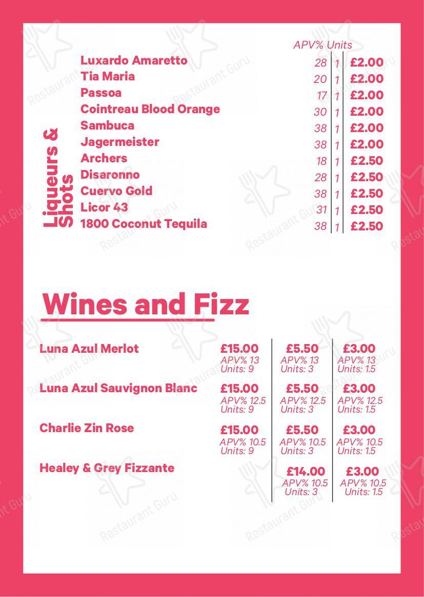 Menu at The Sphinx pub & bar, Liverpool