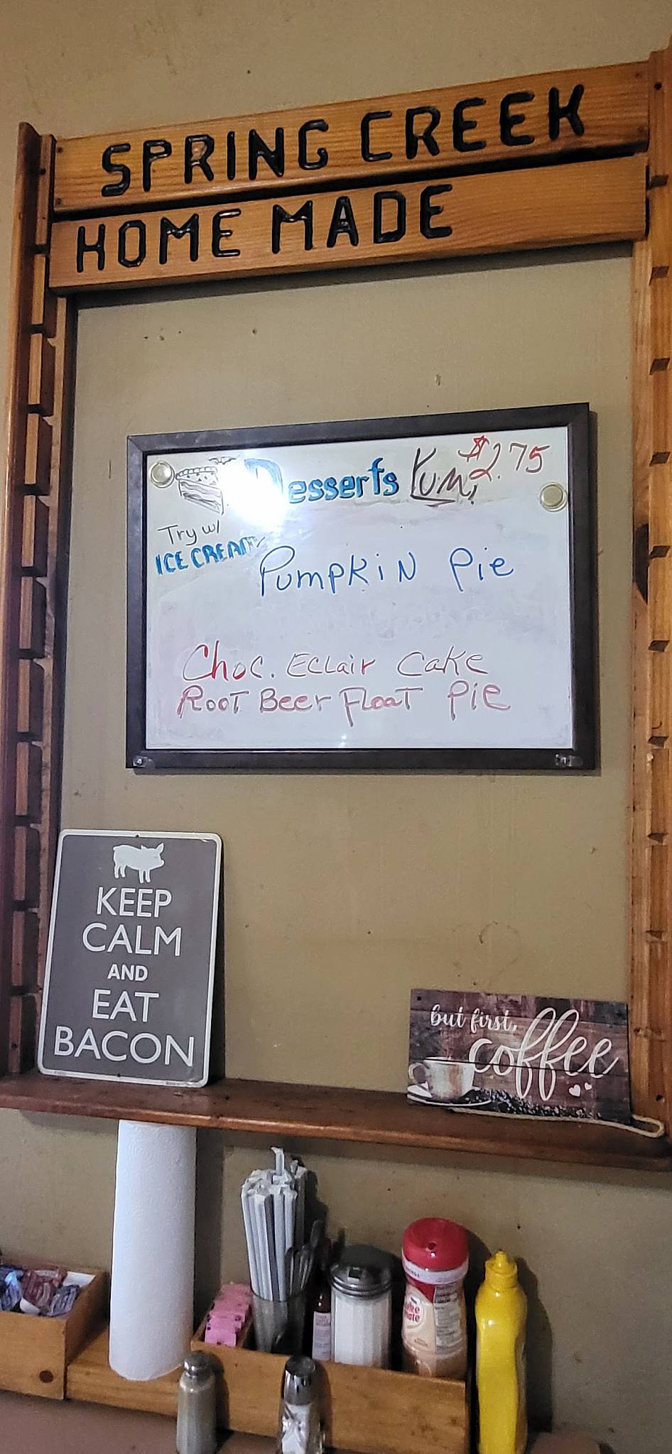Menu at Spring Creek Cafe, Salem