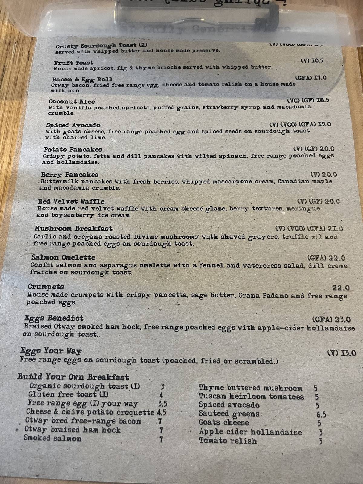 Menu at Spring Gully General Store cafe, Spring Gully