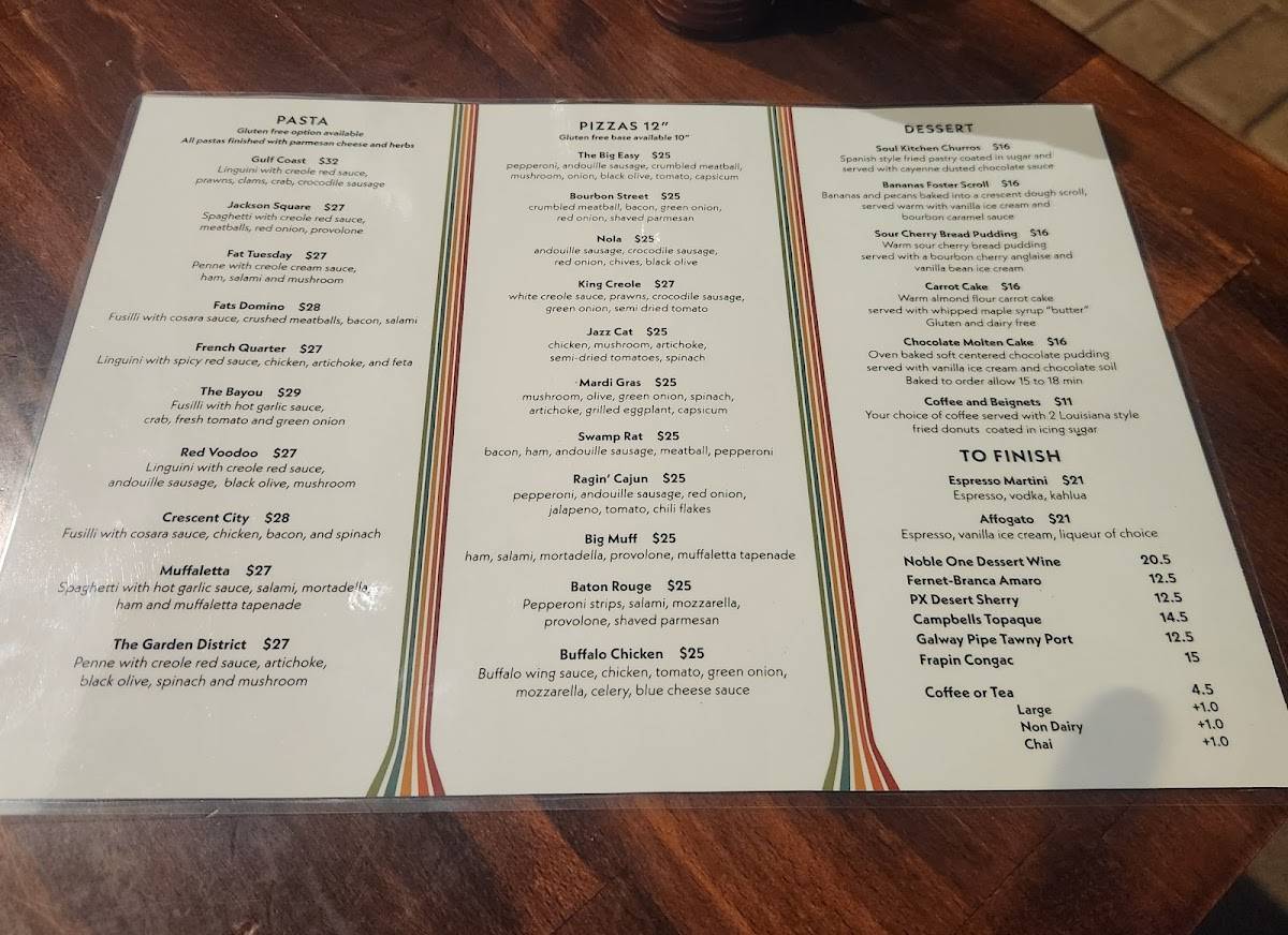 Menu at Creole Soul Kitchen restaurant, Spring Hill