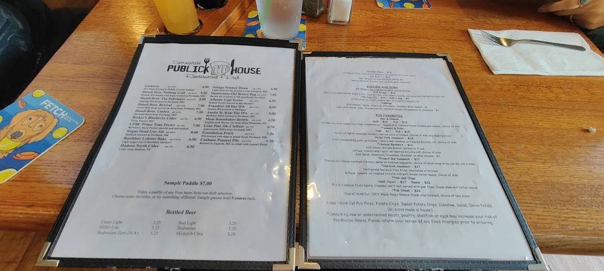 Menu at Springvale Publick House, Sanford